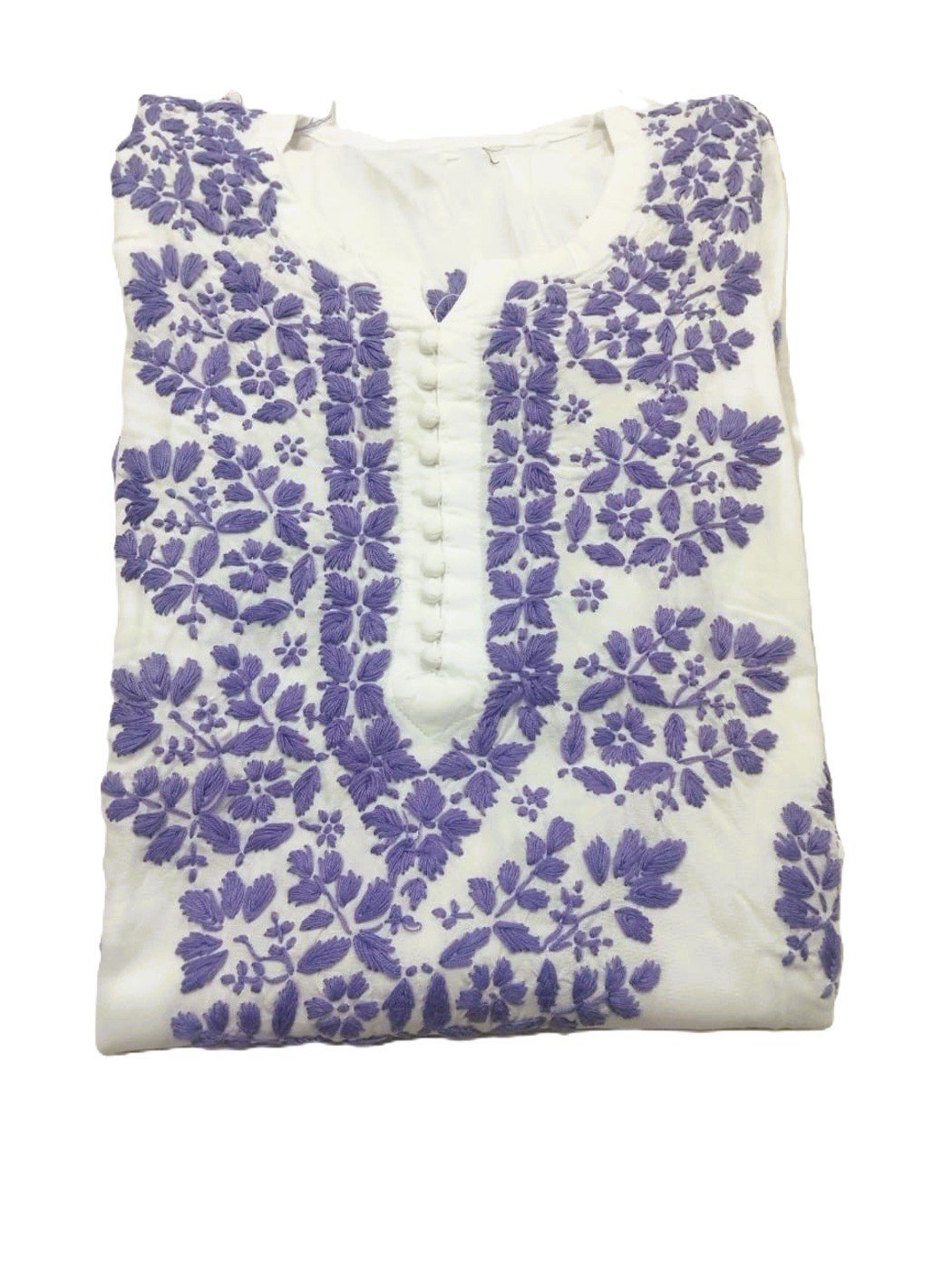 White Chikan Kurti - Bunkar Sarees