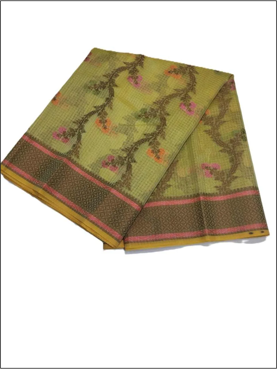 Mehandi Handloom Pure Cotton Saree - Bunkar Sarees